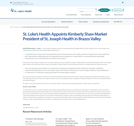 St Lukes Health Appoints Kimberly Shaw Market President Of St Joseph